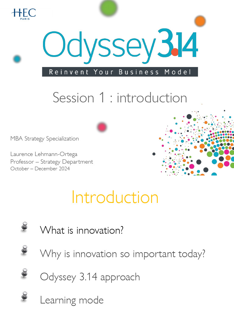 Odyssey 2024 Session 1 | PDF | Innovation | Business Model
