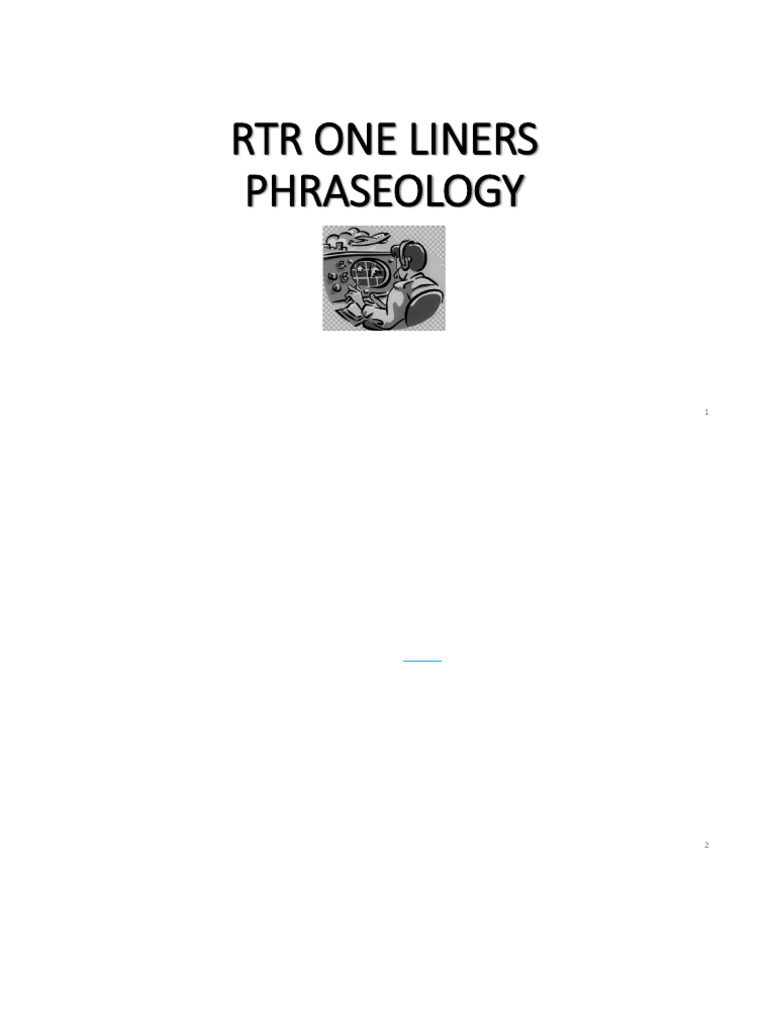 RTR One-Liners for Air Traffic Communication | PDF | Transponder ...