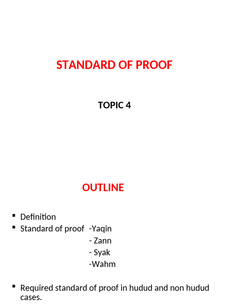 4 - Standard of Proof | PDF | Burden Of Proof (Law) | Evidence