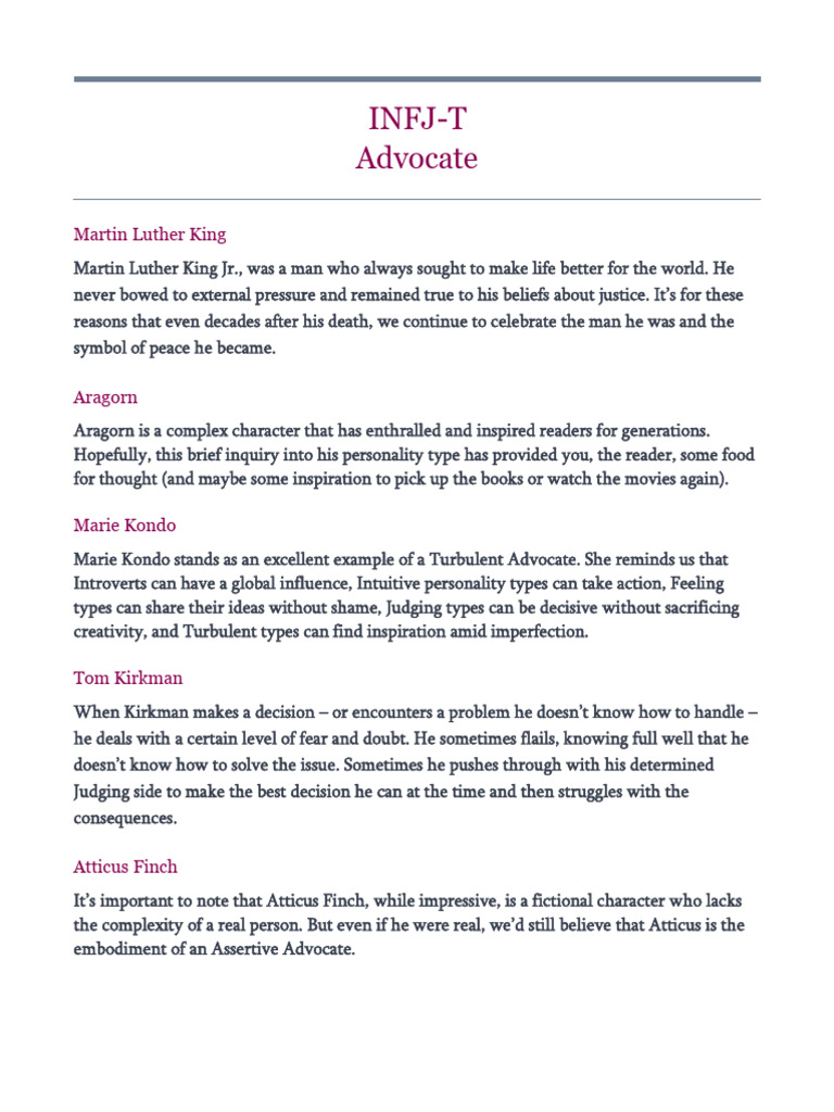 Infj-T Advocate: Martin Luther King | PDF