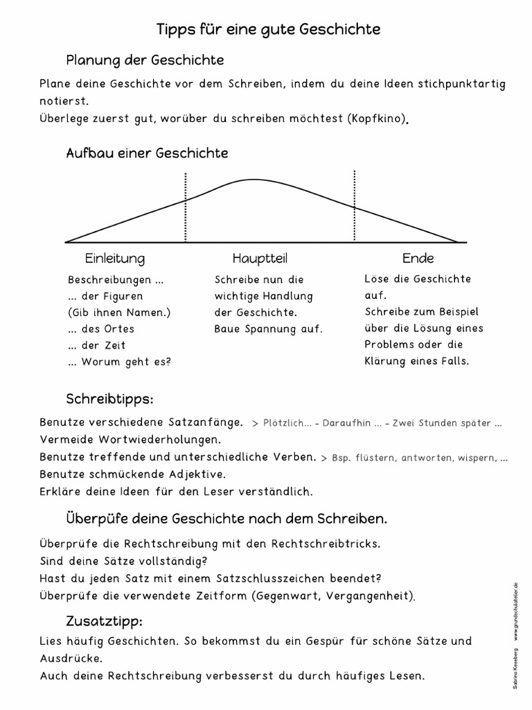 Arbeitsblatt Geschichten Schreiben | PDF
