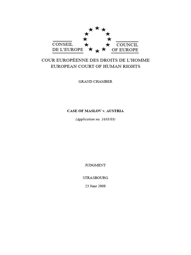 Maslov v. Austria: ECHR Judgment Summary | PDF | Public Policy Doctrine ...