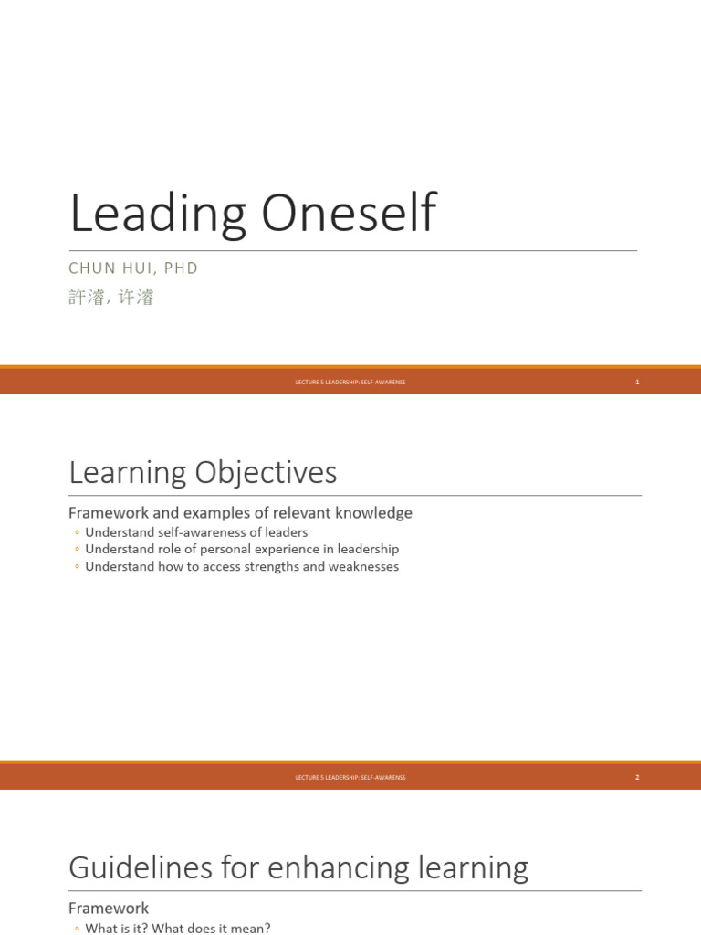 L5 Leading Oneself (1) | PDF | Leadership | Motivation