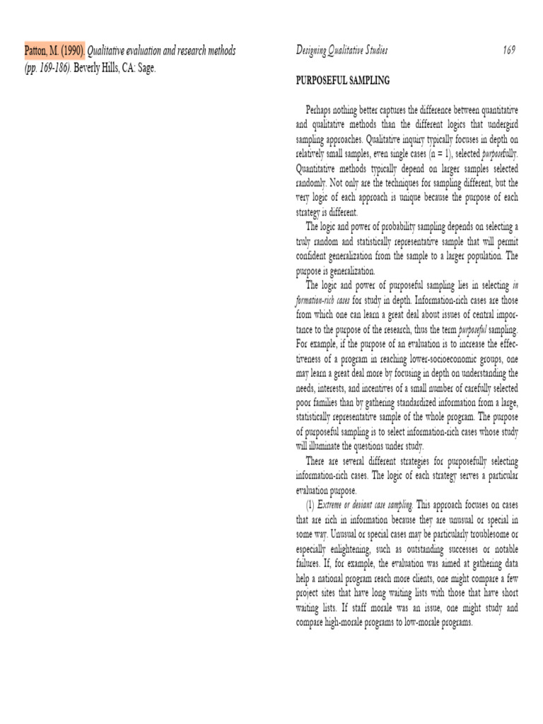 1990 - Patton - Qualitative Evaluation and Research Methods | PDF | Sampling (Statistics ...