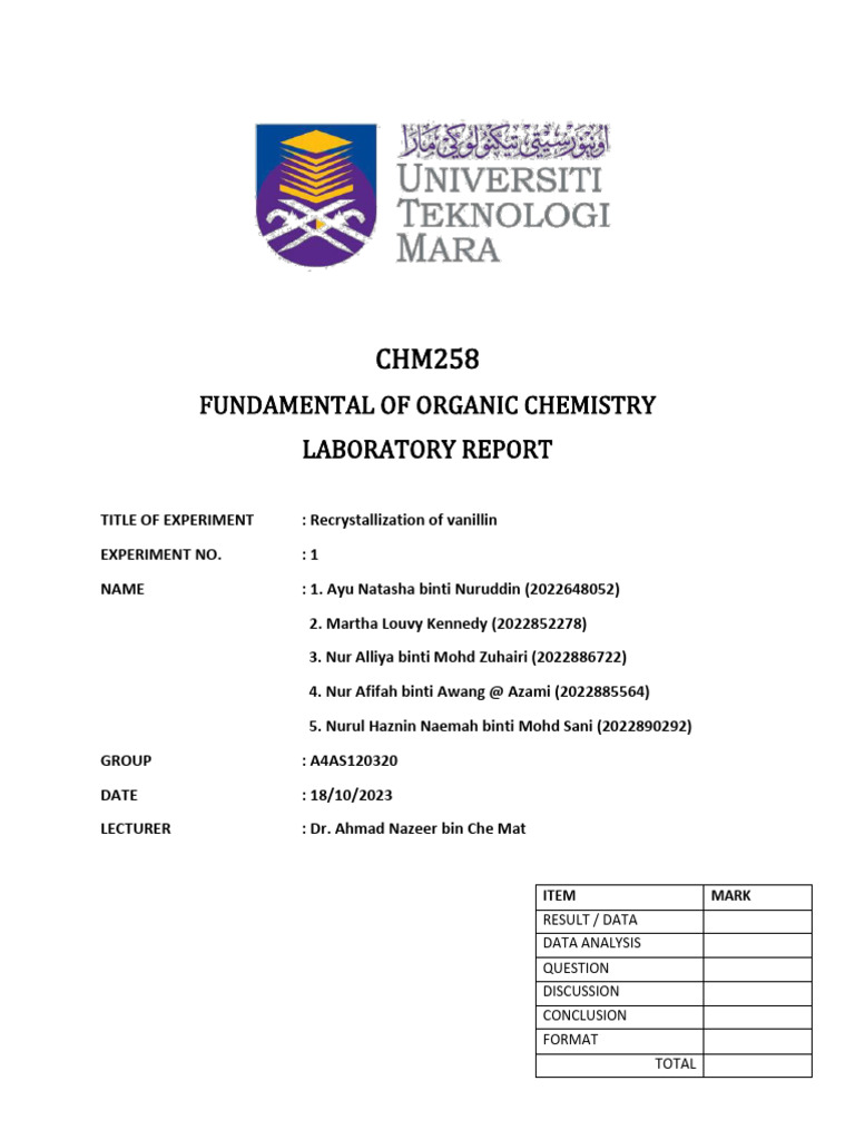 Lab Report CHM 258 | PDF | Alkene | Alkane