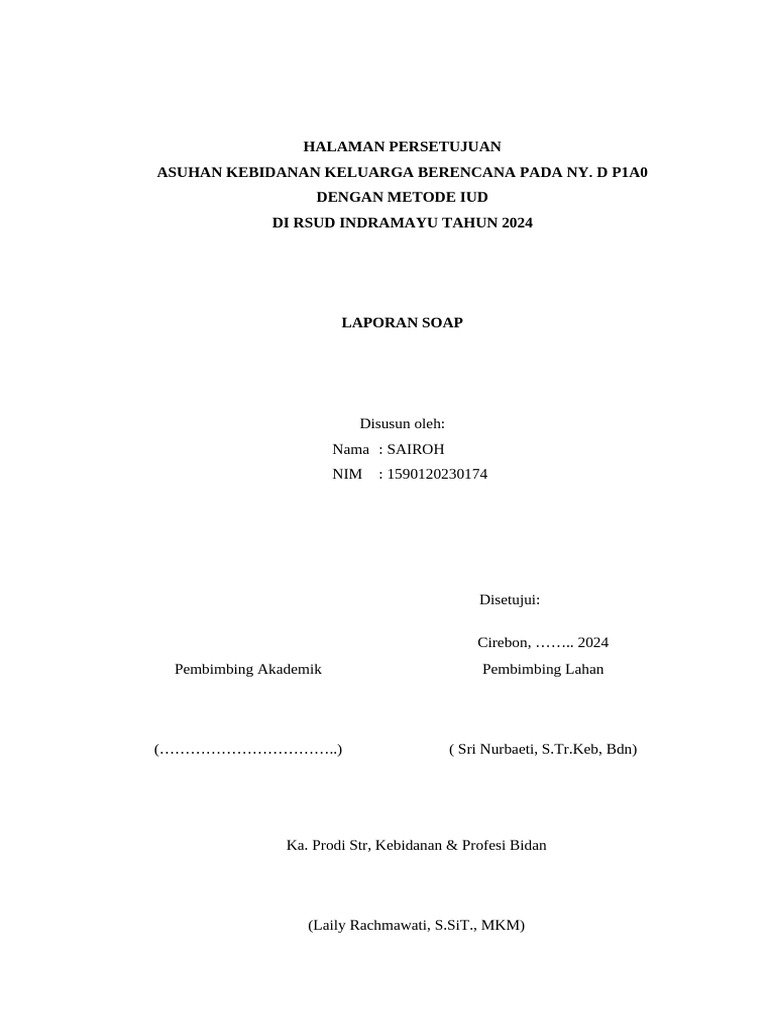 Laporan Asuhan Kebidanan IUD | PDF