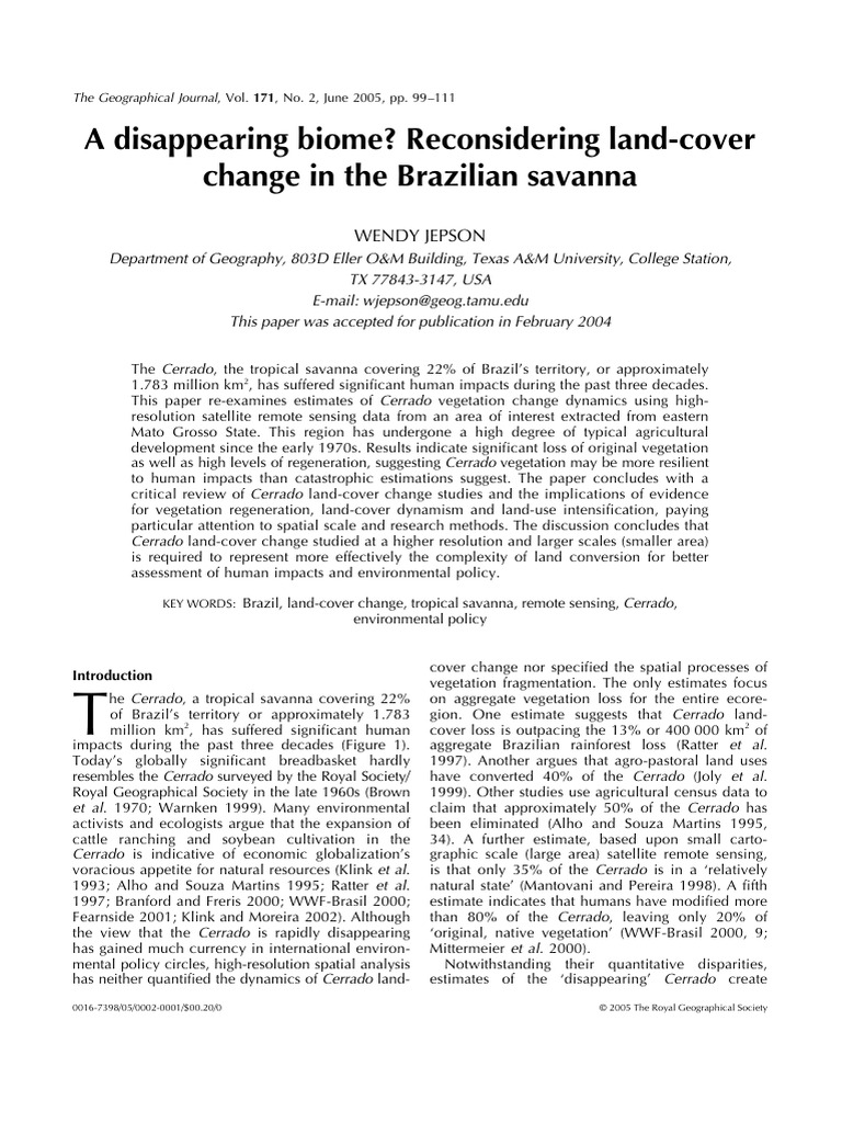 Geographical Journal - 2005 - JEPSON - A Disappearing Biome ...