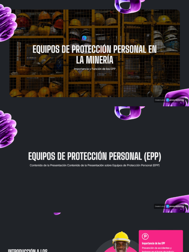 Presentación Sobre Equipos de Protección Personal (EPP) para Minería | PDF