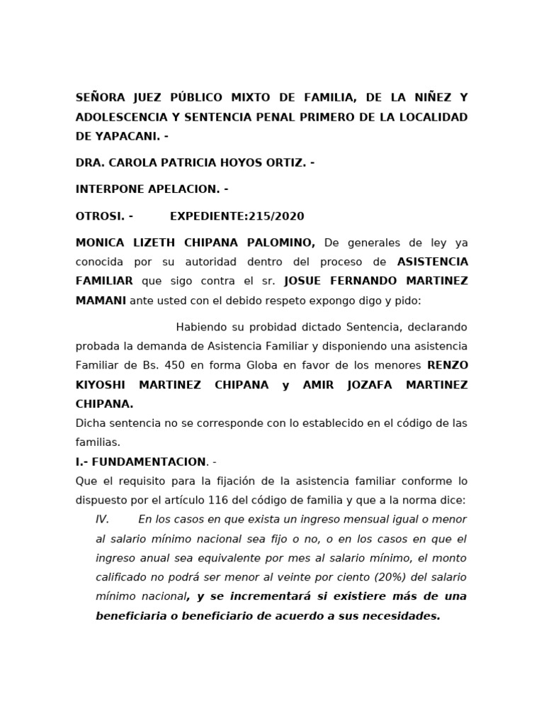 Apelacion Familia | PDF | Apelación | Sentencia (ley)