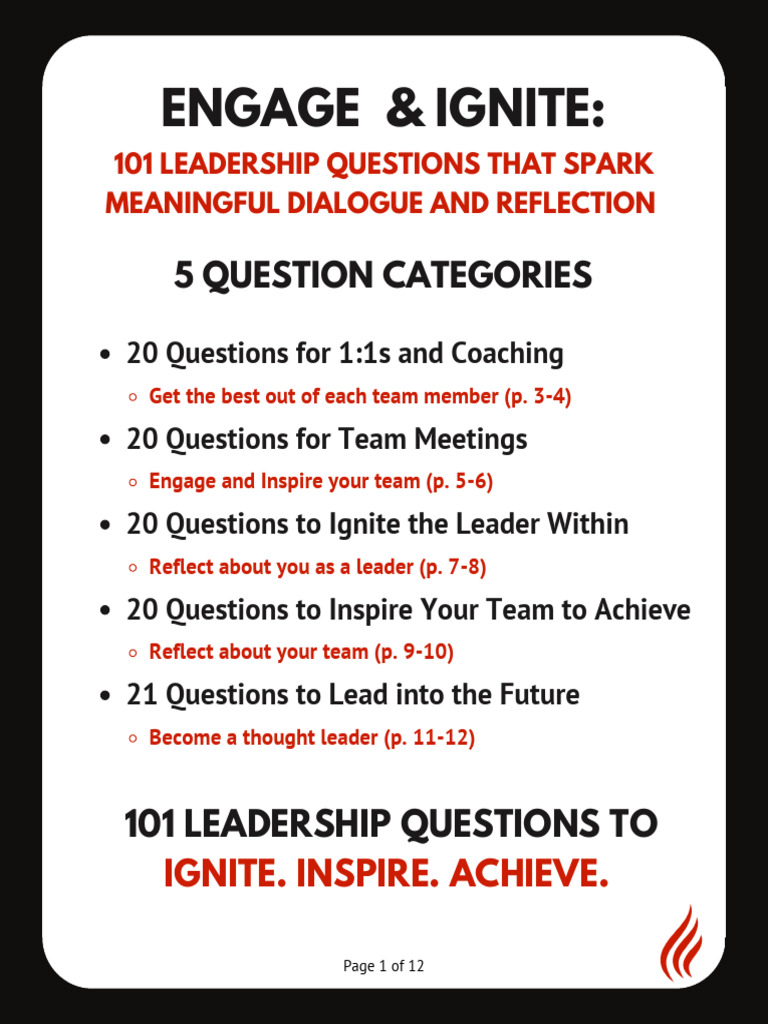 101 Leadership Questions Complete Leadership Academy | PDF | Goal ...
