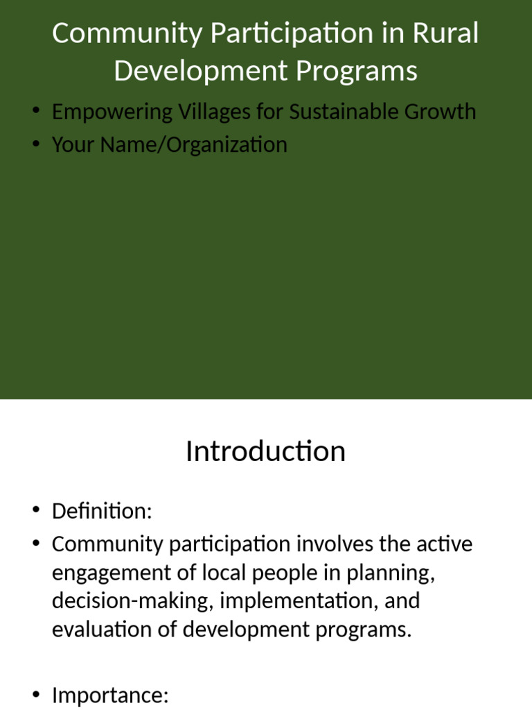 Community Participation Rural Development Design | PDF | Capacity ...