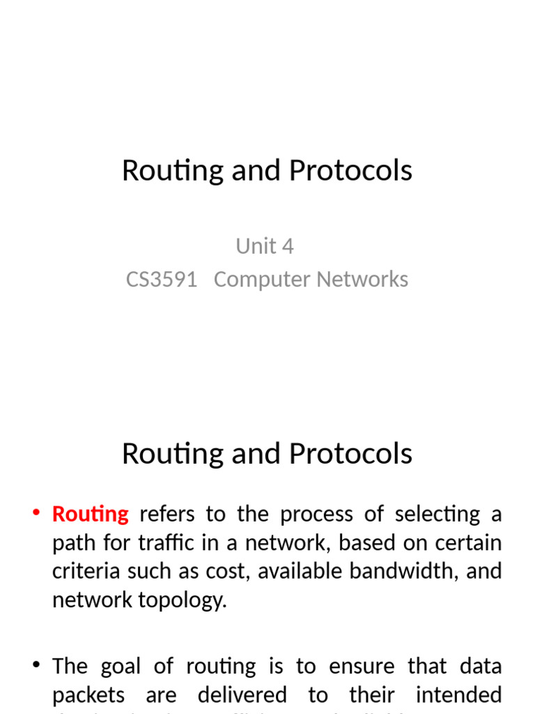 Unit 4 Complete Ppt | PDF | Routing | Computer Network Unit 4 Complete Ppt | PDF | Routing | Computer Network