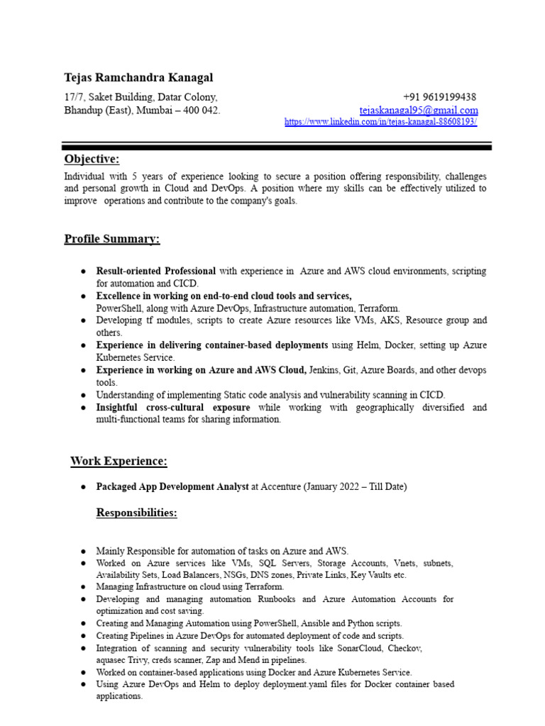Tejas.kanagal Clouddevops | PDF | Microsoft Azure | Amazon Web Services