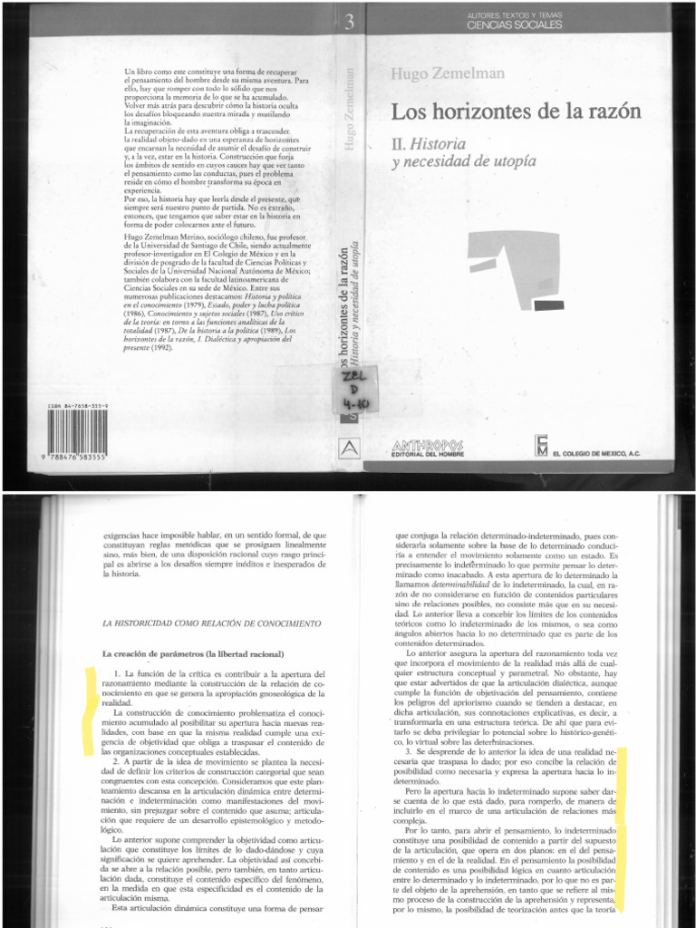 Zemelman - Los Horizontes de La Razón | PDF