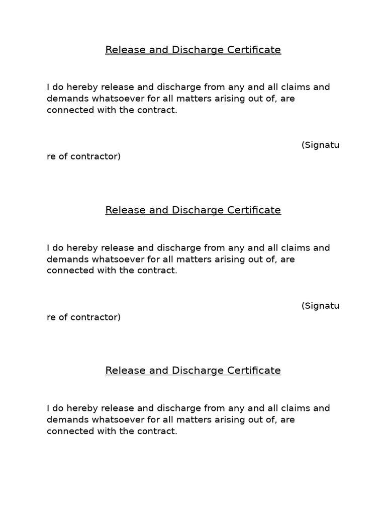 Contract Release Certificate | PDF