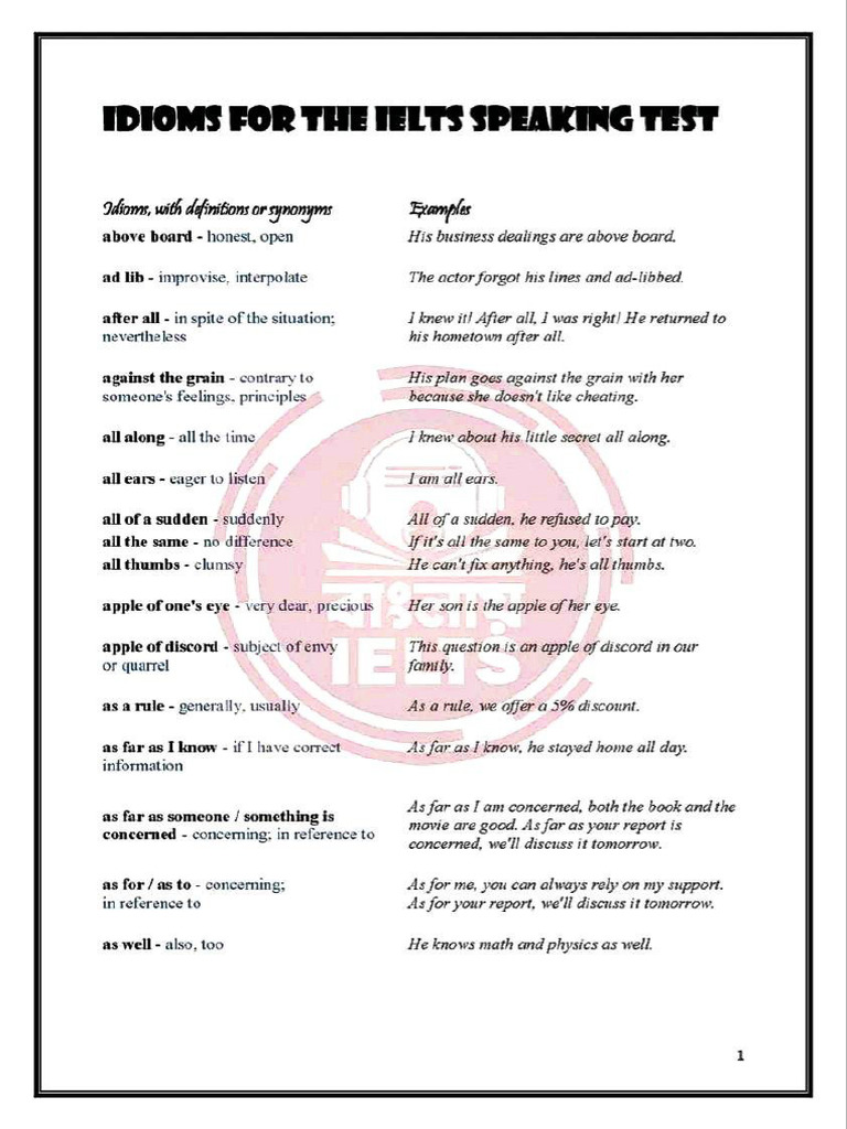 Idoms (1) | PDF
