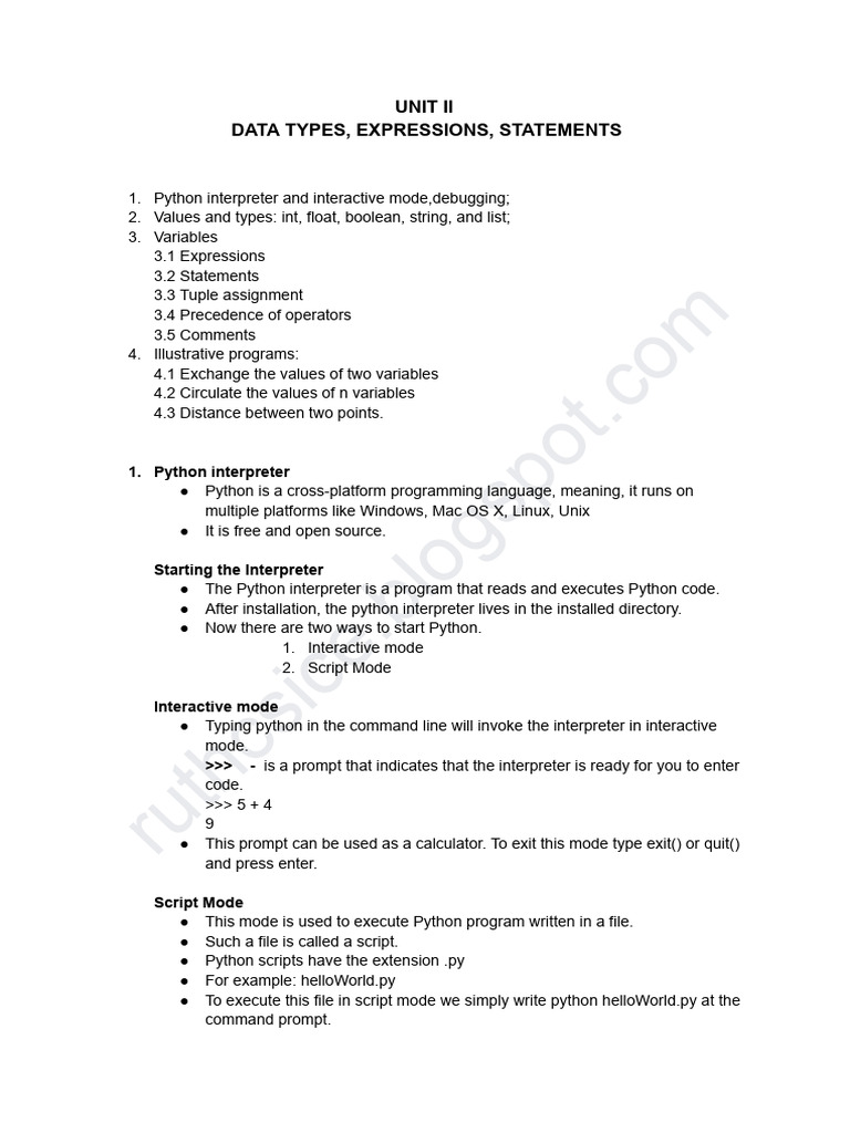 Unit Ii PSPP | PDF | Python (Programming Language) | Boolean Data Type