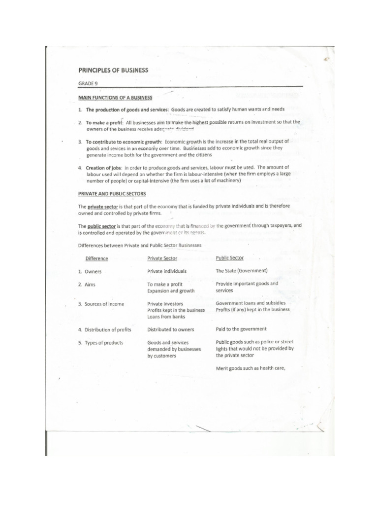 Grade 9 Functions of Business | PDF