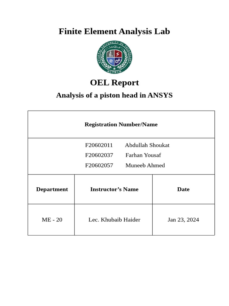FEA OEL Raj | PDF | Structural Analysis | Engines