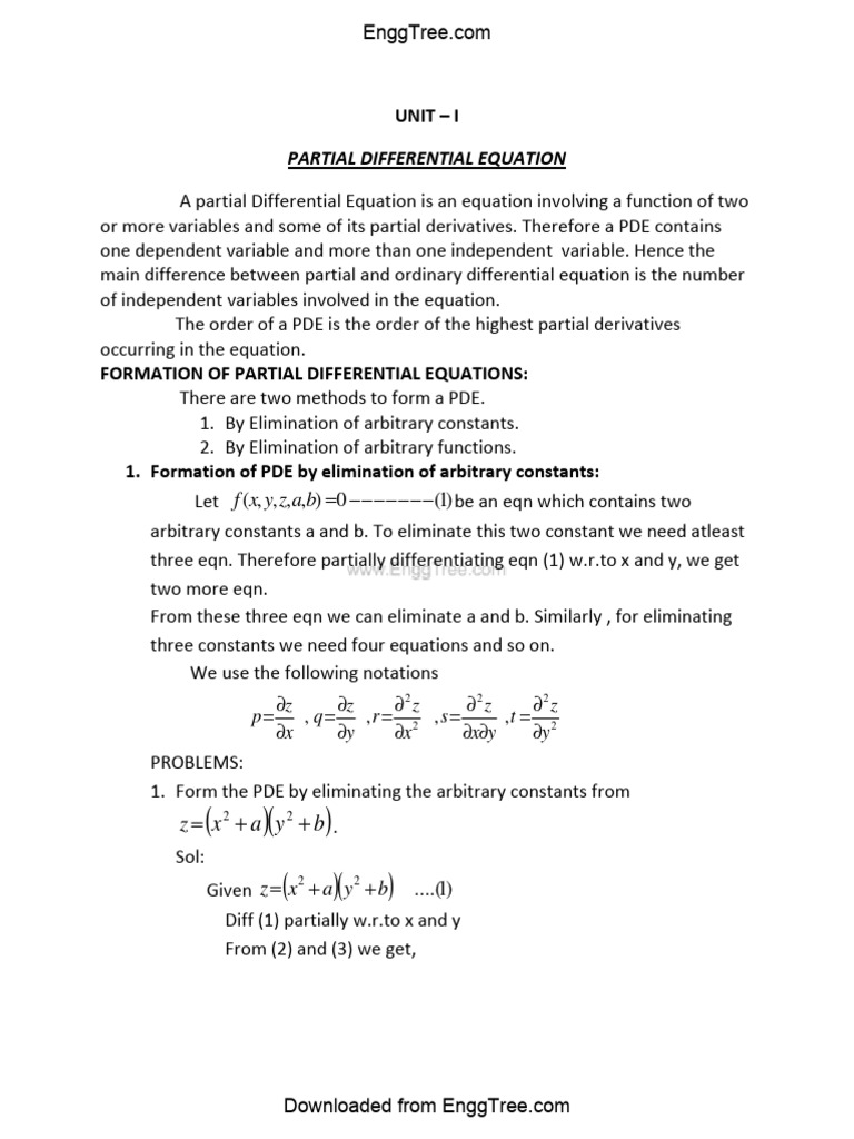 Formation of Partial Differential Equations | PDF | Partial Differential Equation | Differential ...