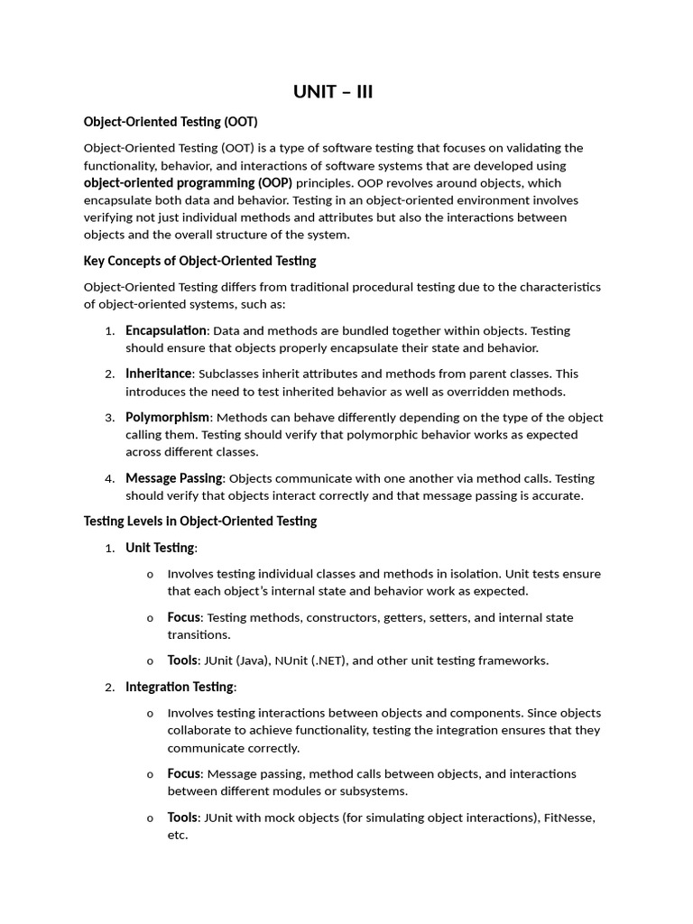 Unit - III | PDF | Software Testing | Method (Computer Programming)