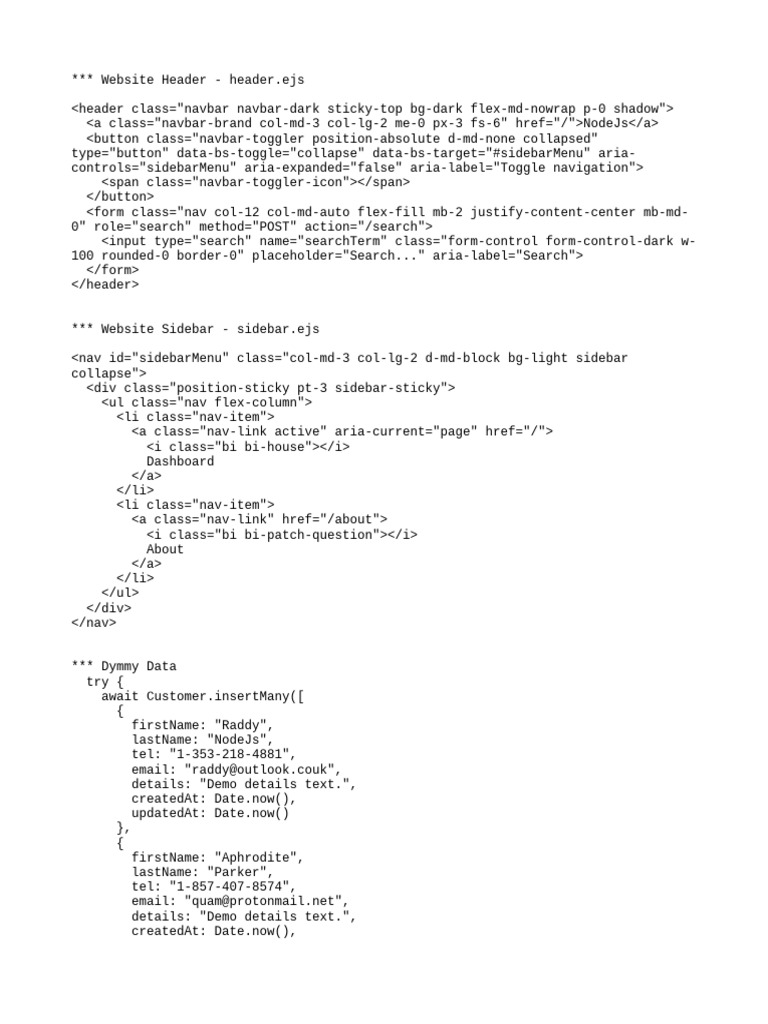 Dummy Data | PDF
