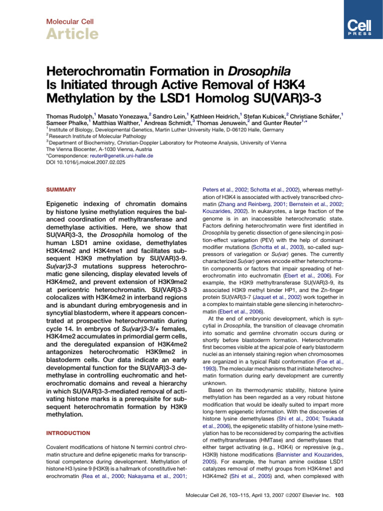 Heterochromatin Formation in Drosophila Is Initiated Through Active ...