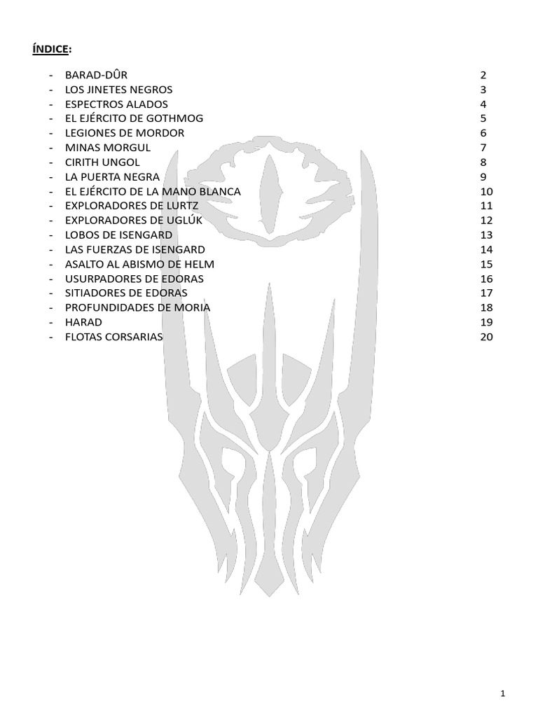 Listas Oscuridad ESDLA | PDF | Tierra Media | J. R. R. Tolkien