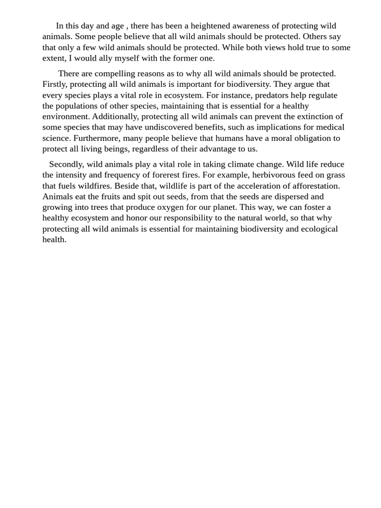 Importance of Protecting All Wild Animals | PDF