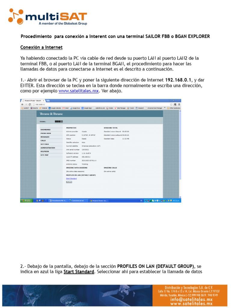 Guia Conexcion A Datos-Internet SAILOR FBB y BGAN EXPLORER - Xgate | PDF