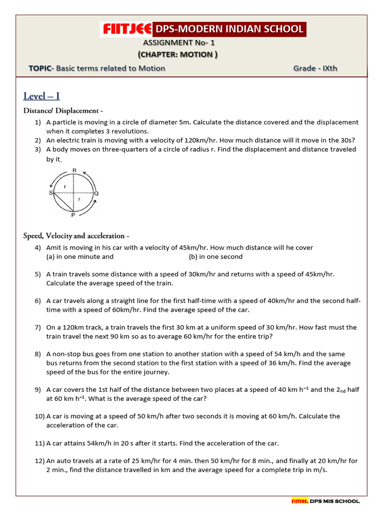 Gr9 - Physics - Ln1 - Motion - Assignment 1 (Part A) | PDF | Speed ...