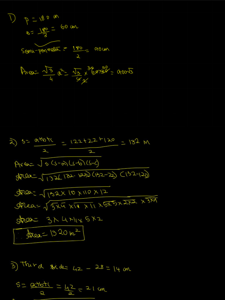 Gr9-Math-Past Question Bank-Answer Key-Heron's Formula | PDF
