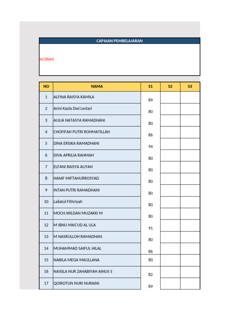 DDKV-A (KELAS 10) FORM NILAI SAS GANJIL 2024-2025 (1) | PDF