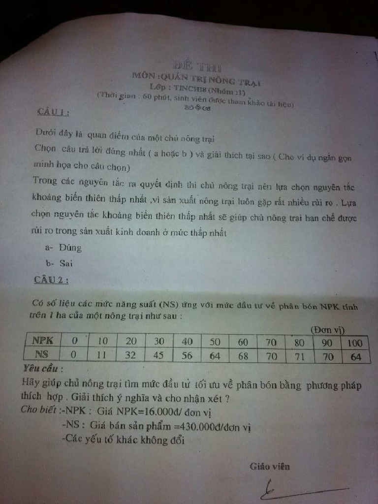 Quan Tri Trang Trai - de Thi Quan Tri Trang Trai | PDF