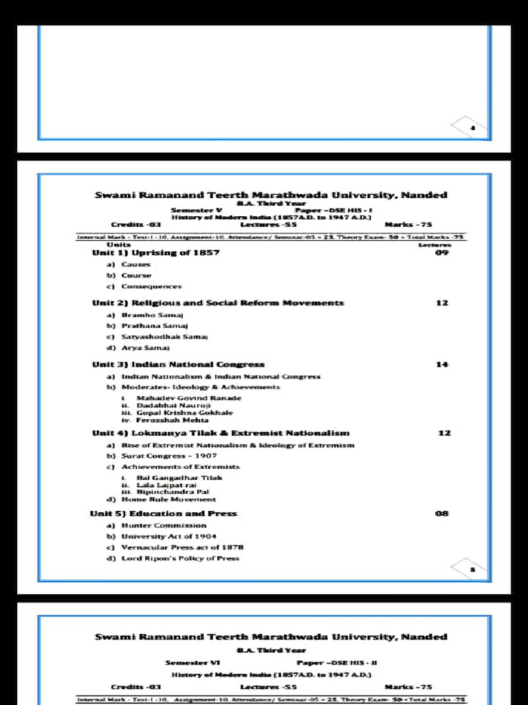 BA 3rd Year History Syllabus | PDF