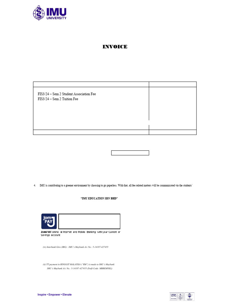 FIS324 Sem 2 - E-Invoice - INTERNATIONAL | PDF | Credit Card | Debit Card