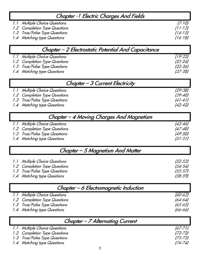 Electric Charges and Fields MCQs Guide | PDF | Capacitor | Capacitance