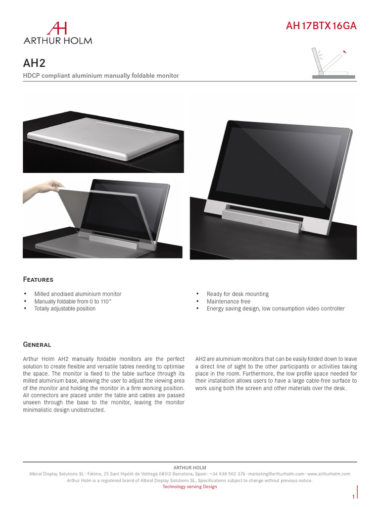 AH2 Foldable Monitor Specifications | PDF | Computer Monitor | Video