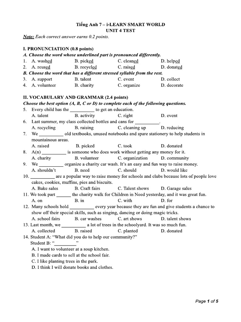 Test 4 Anh 7 | PDF