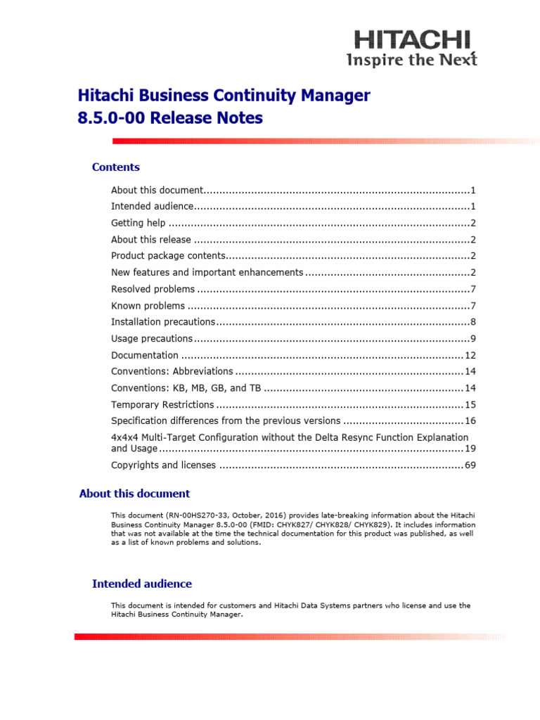 Hitachi Business Continuity Manager 8.5.0-00 Release Notes (rn-00hs270 ...