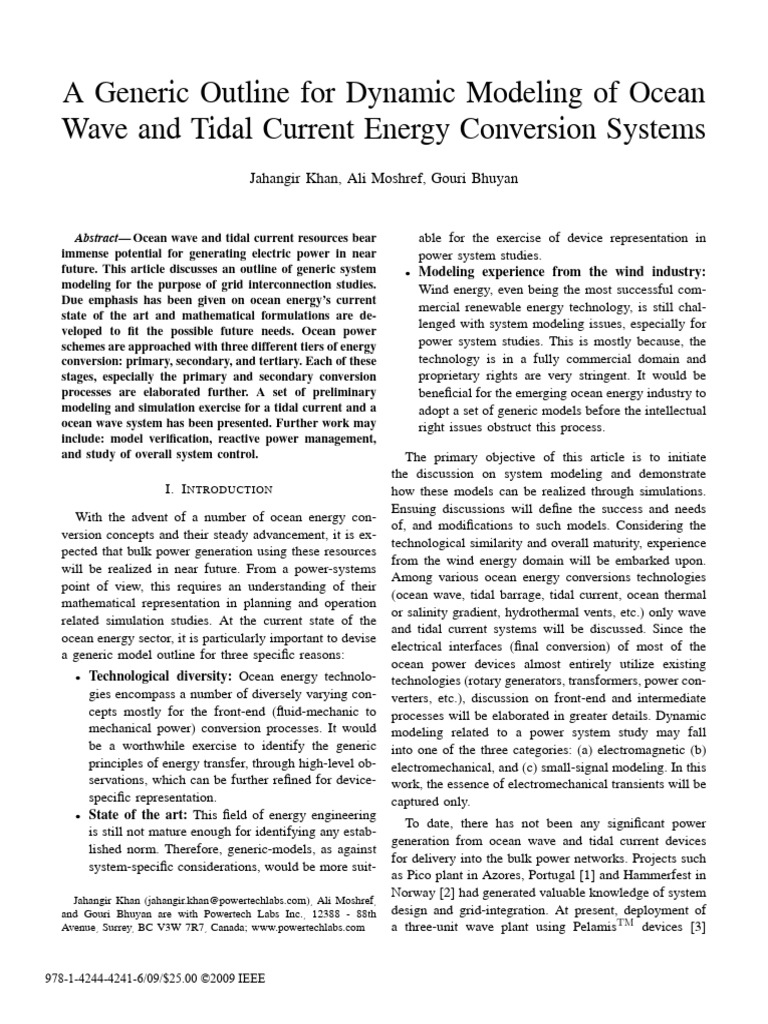 2011 A Generic Outline For Dynamic Modeling of Ocean Wave and Tidal ...