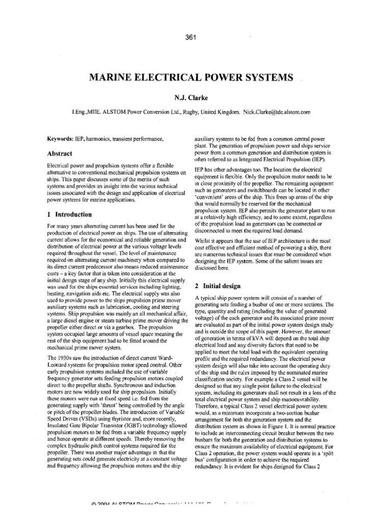 Marine Electrical Power Systems Overview | PDF | Marine Propulsion ...