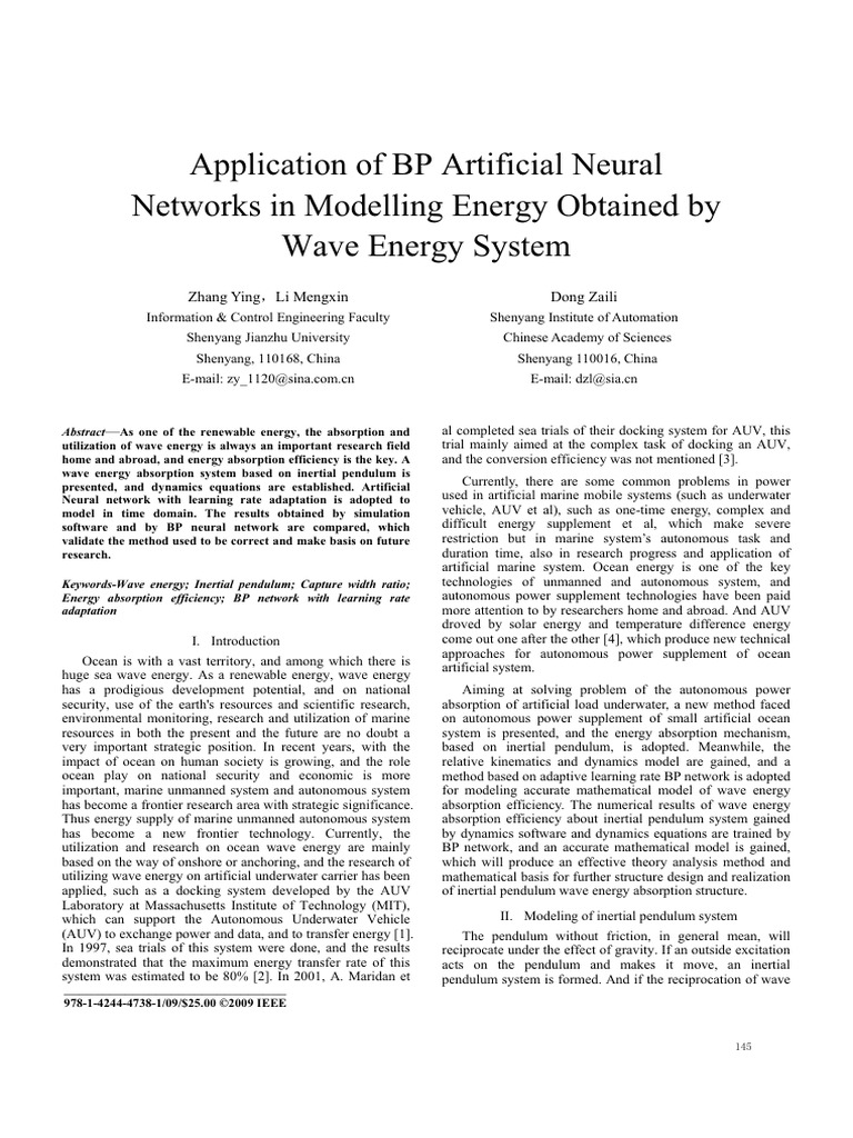 2009 IMP AI Application of BP Artificial Neural | PDF | Classical Mechanics | Waves