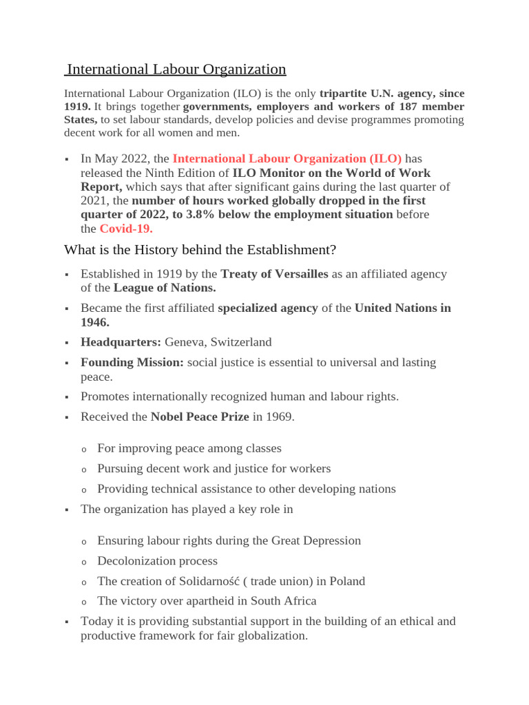 International Labour Organization | PDF | International Labour Organization | Labour Law