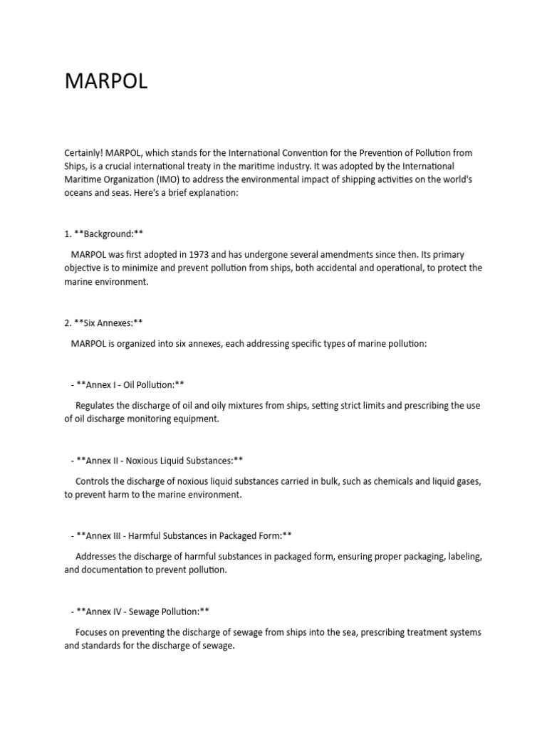 MARPOL | PDF | Pollution | Environmental Science
