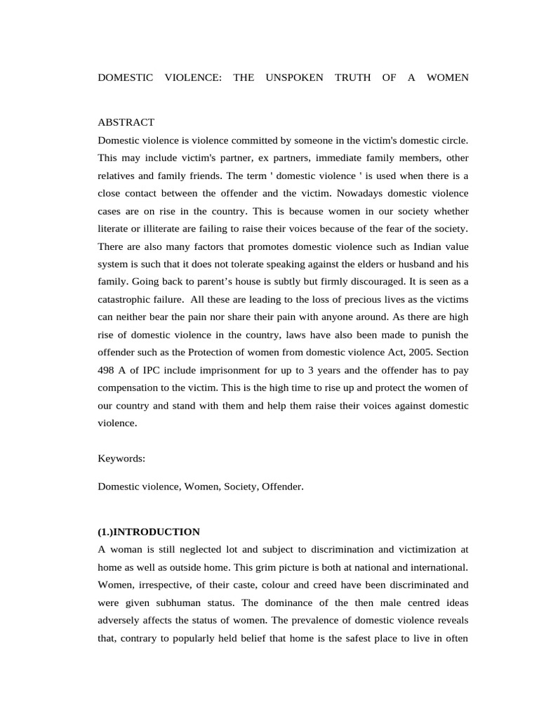 DOMESTIC VIOLENCE | PDF | Domestic Violence | Violence