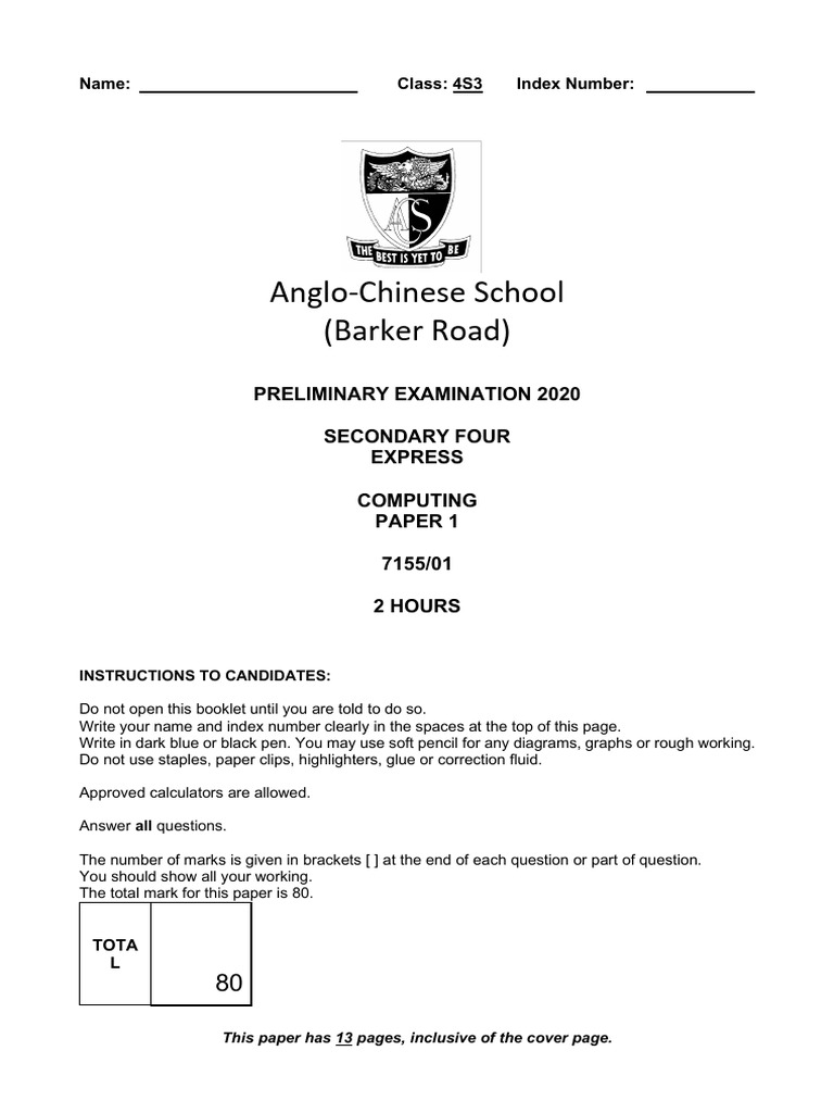ACSBR 2020 Computing P1 with solution | PDF | Central Processing Unit | Computer Network