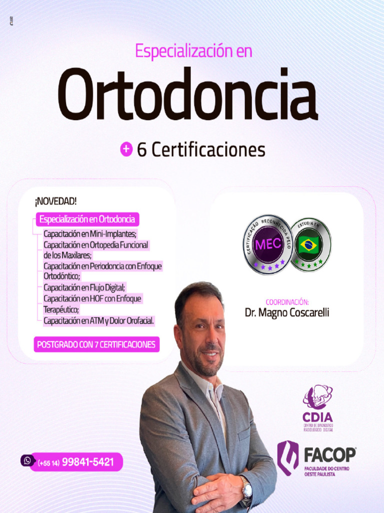 Facop y Cdia - Especializacion en Ortodoncia - T18 | PDF