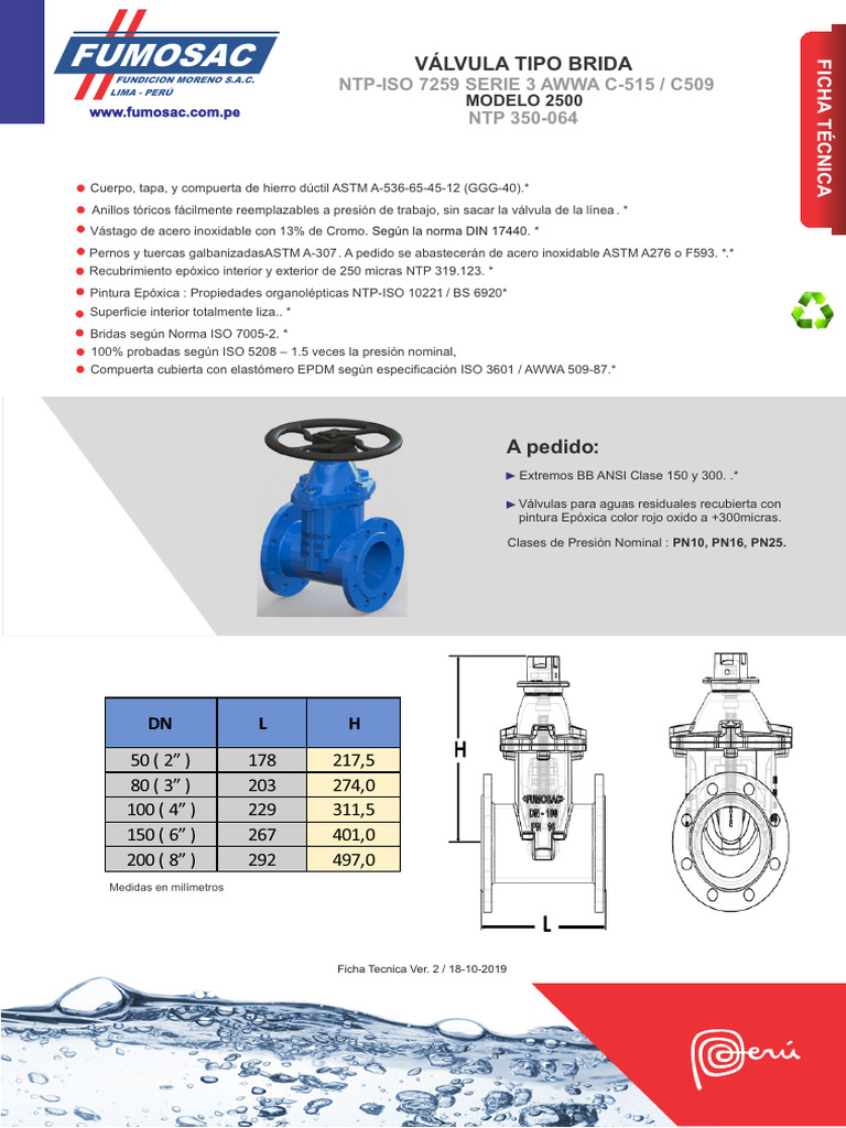 Valvula Brida Modelo 2500 Fumosac | PDF