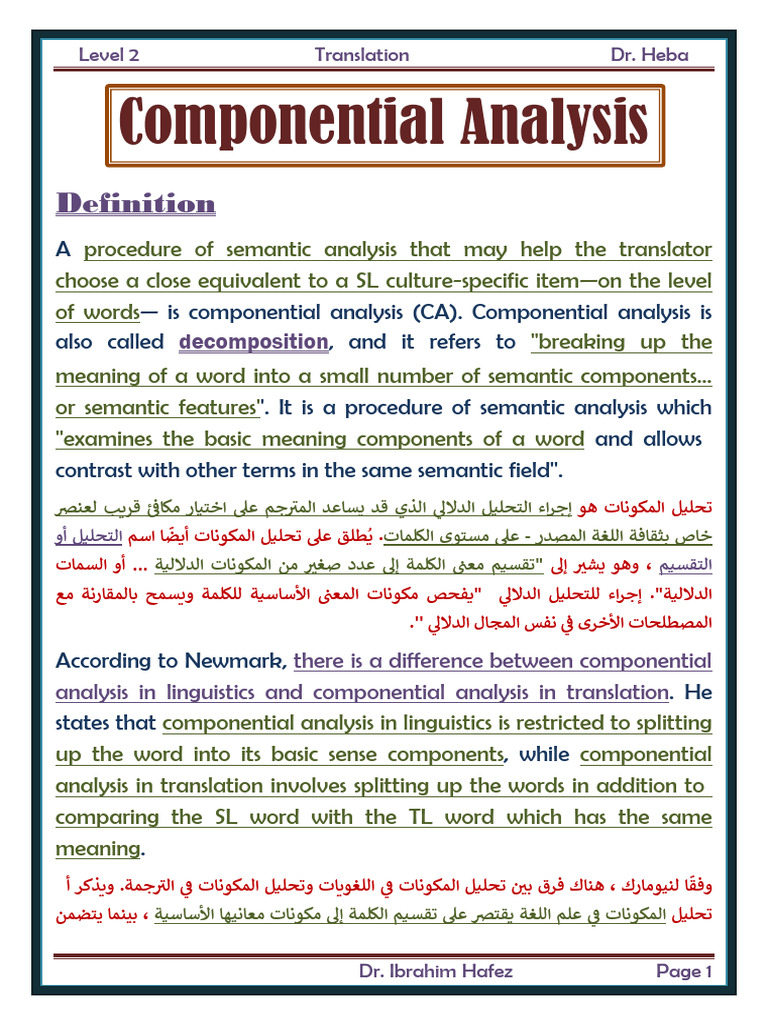Componential Analysis | PDF